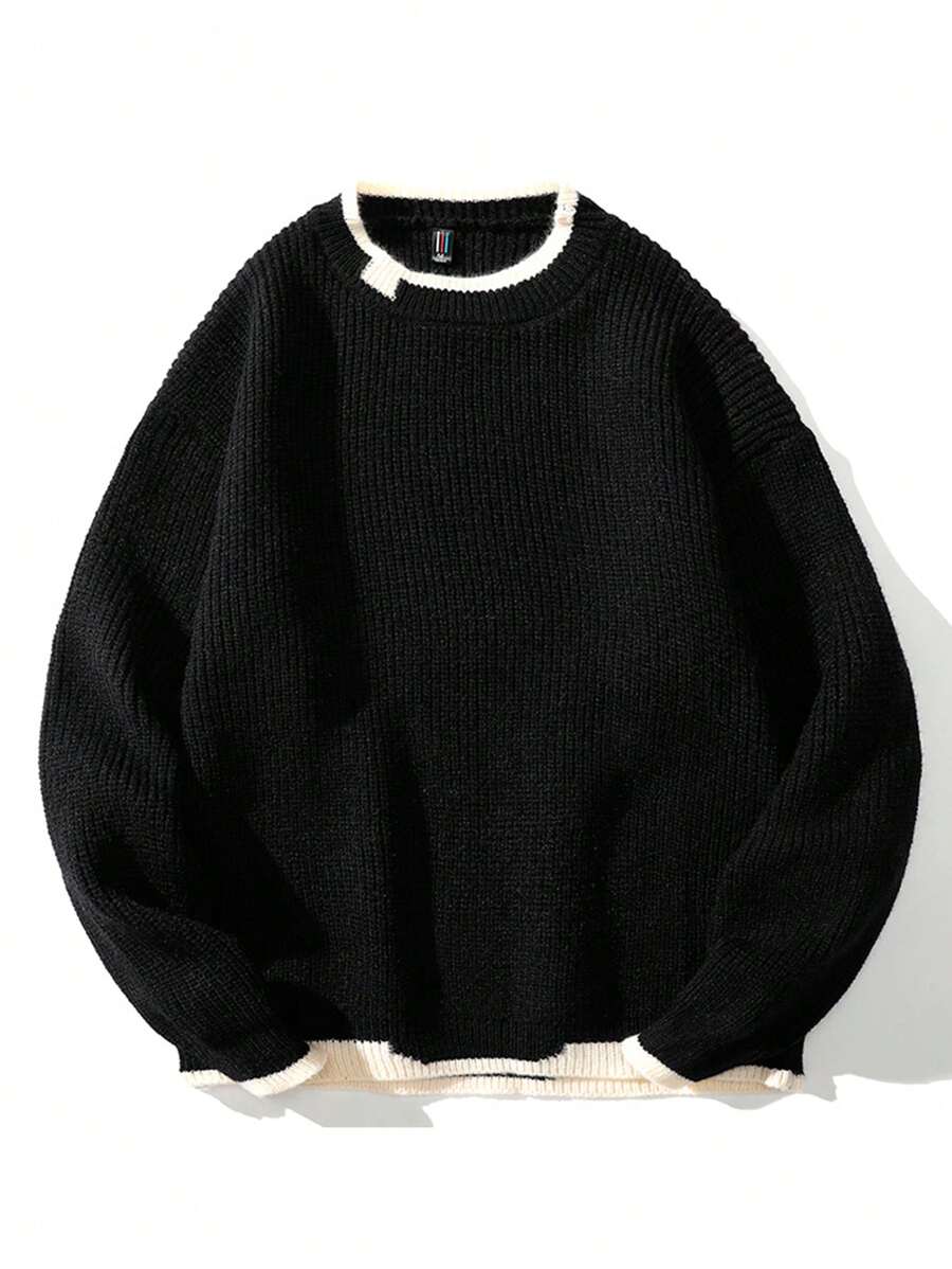 Men Contrast Trim Drop Shoulder Sweater Shein Usa