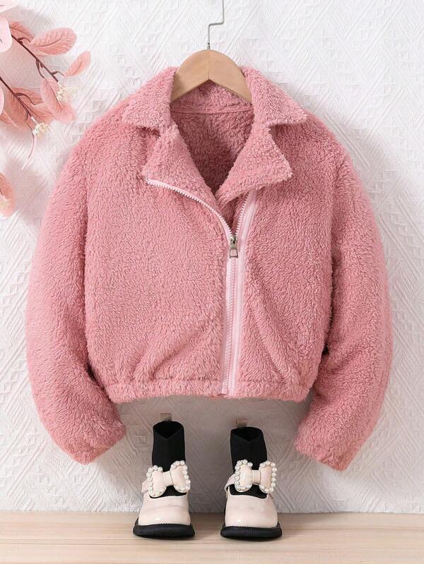 Tween Girl Zip Up Teddy Jacket | SHEIN USA