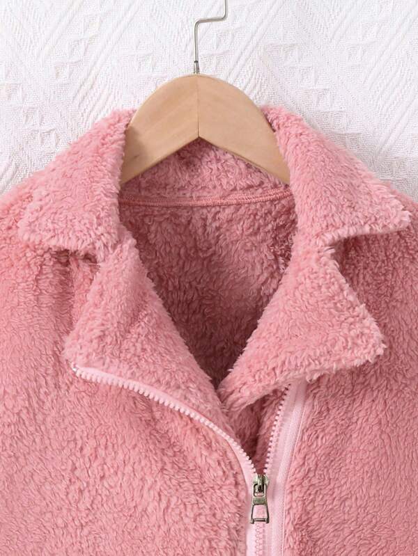 Tween Girl Zip Up Teddy Jacket | SHEIN USA