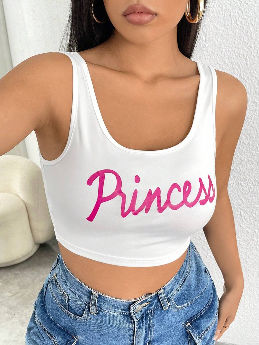 Shein Qutie Letter Graphic Crop Tank Top Shein Usa