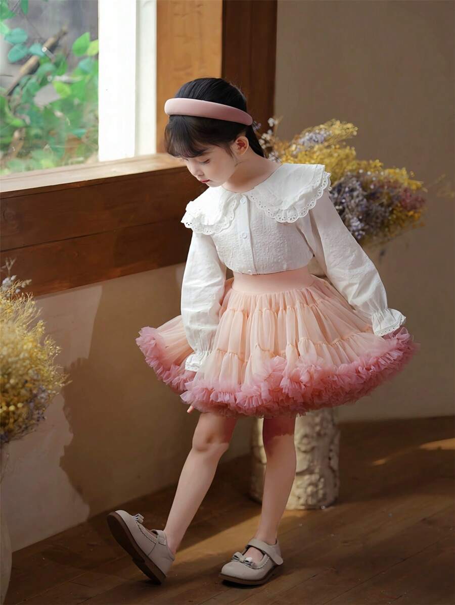 Young Girls' Cute Princess Style Tulle Wide Waist Ballet Tutu Skirt ...