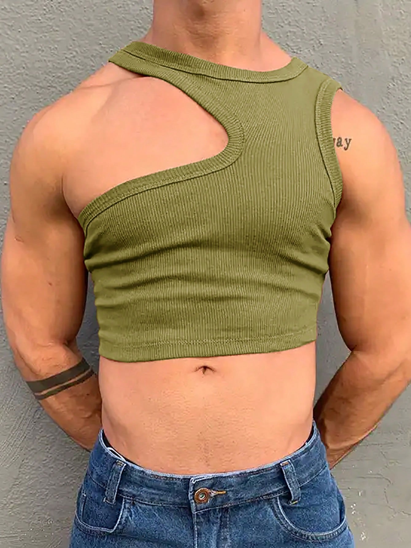 FeverCity Men Asymmetrical Neck Crop Tank Top | SHEIN USA