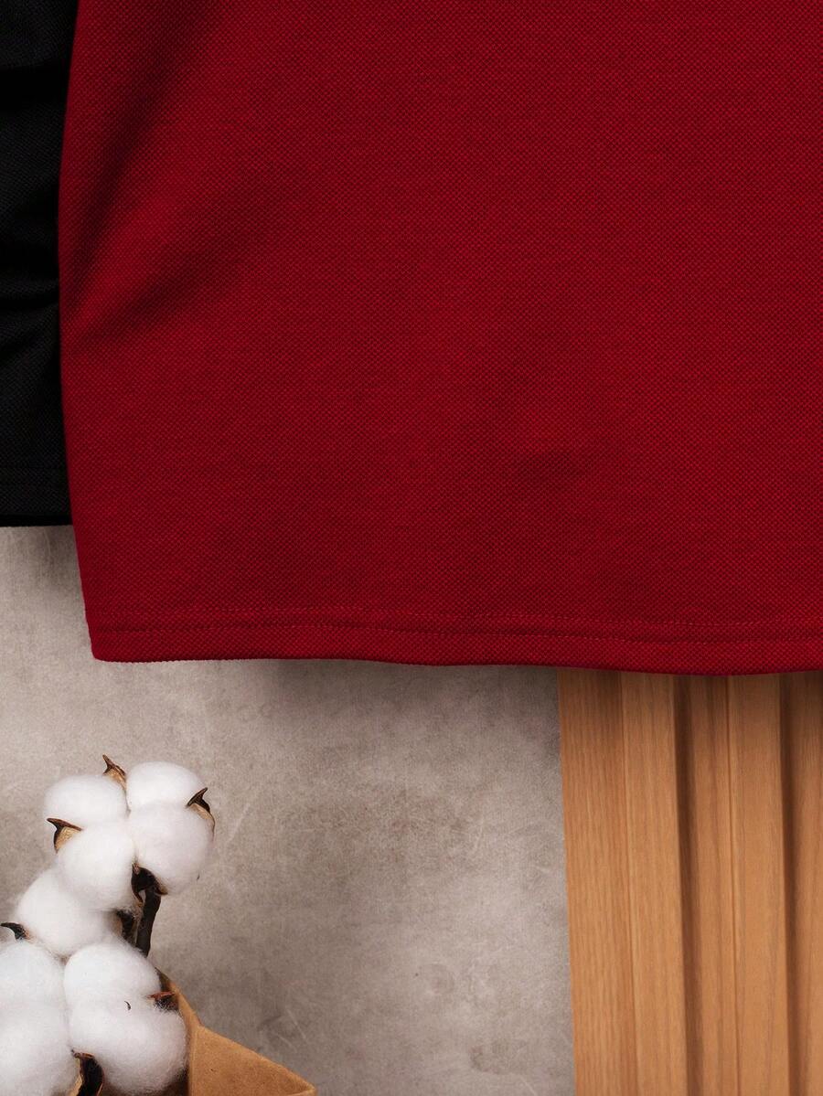 SHEIN Tween Boy Color Block Quarter Zip Polo Shirt | SHEIN USA