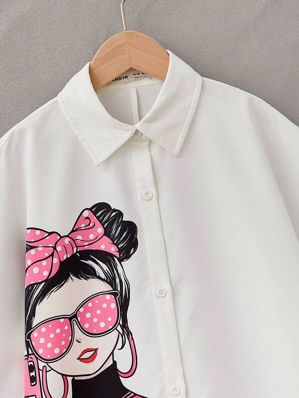 SHEIN Tween Girl Figure Graphic Ruffle Hem Smock Dress | SHEIN USA