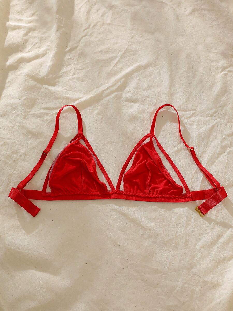 Solid Mesh Insert Bra Lingerie | SHEIN EUR