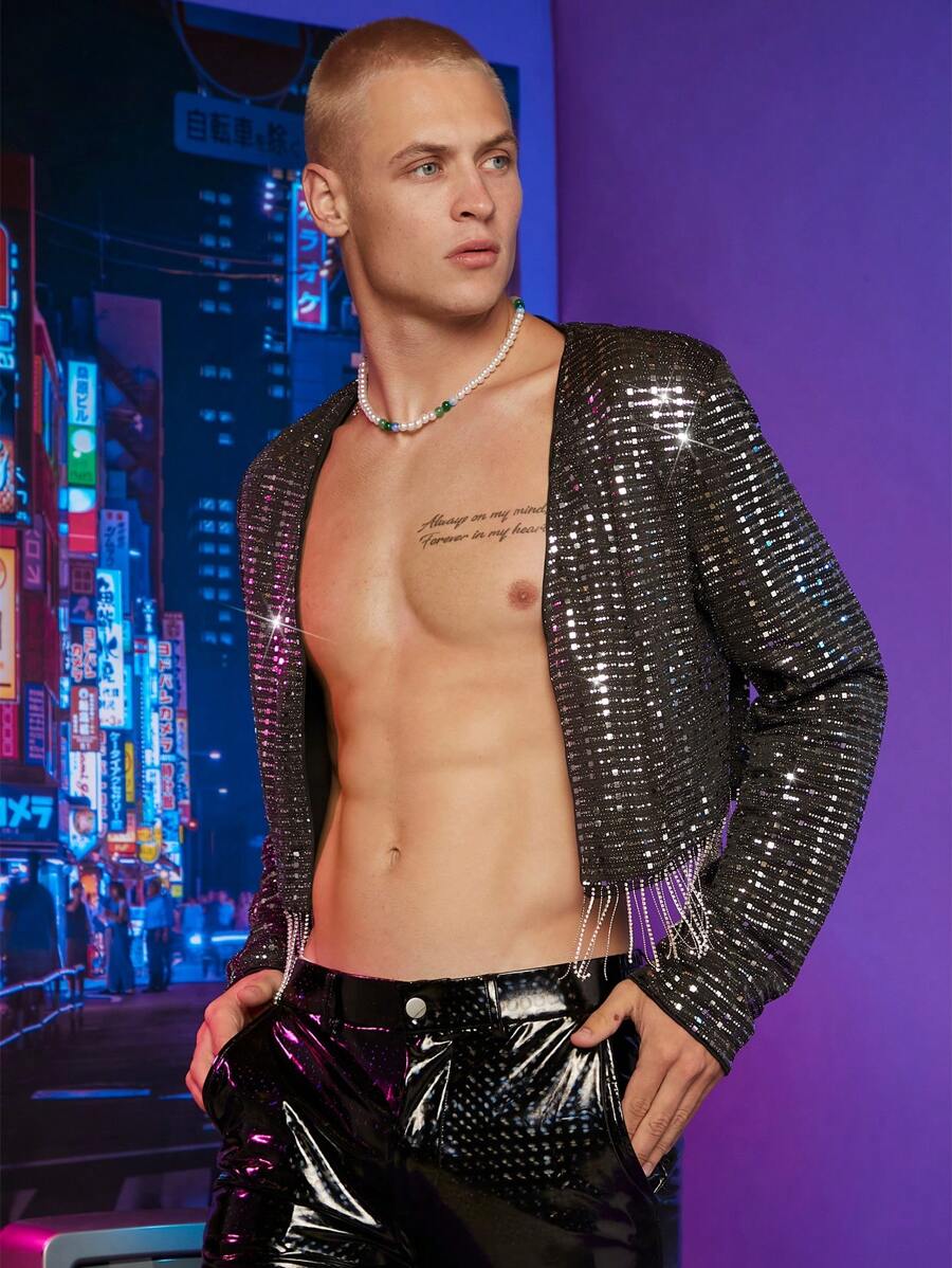 Manfinity Fever City Uomo Giacche orlo con frange paillettes | SHEIN ITALIA