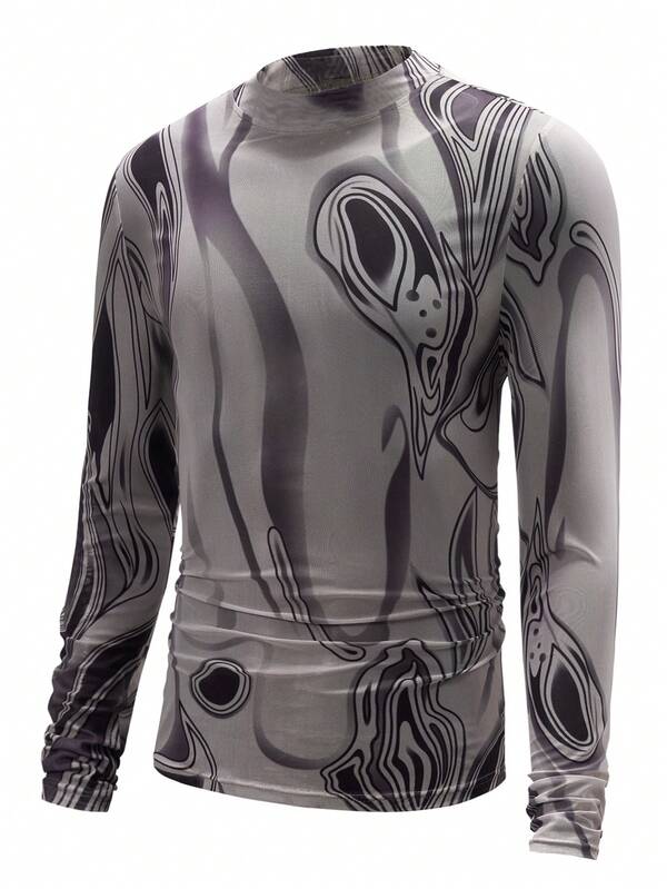 Manfinity Fever City Men Graphic Print Mock Neck Mesh Tee | SHEIN USA