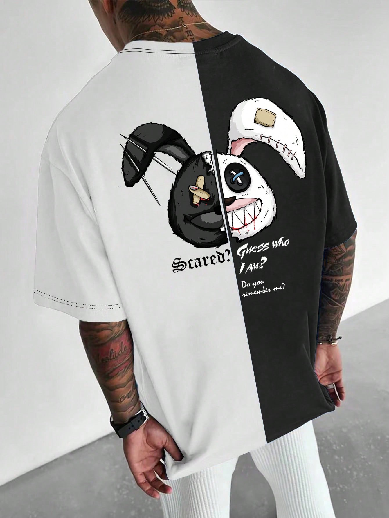 Manfinity EMRG Men Cartoon & Slogan Graphic Two Tone Tee | SHEIN UK