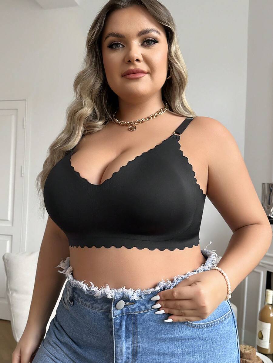 Plus Scallop Trim Bralette | SHEIN USA