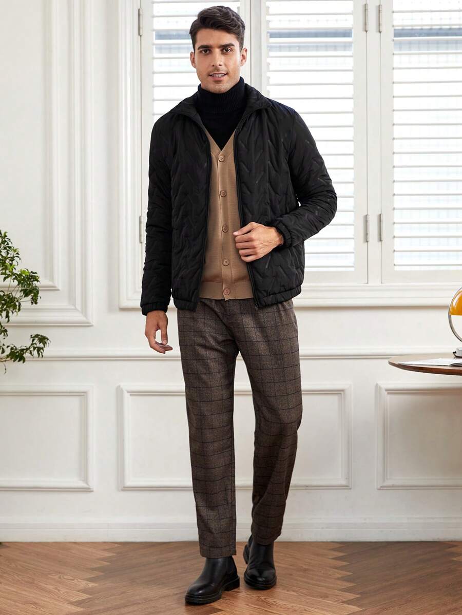 Manfinity Homme Loose-Fit Men's Zip-Up Quilted Coat | SHEIN USA