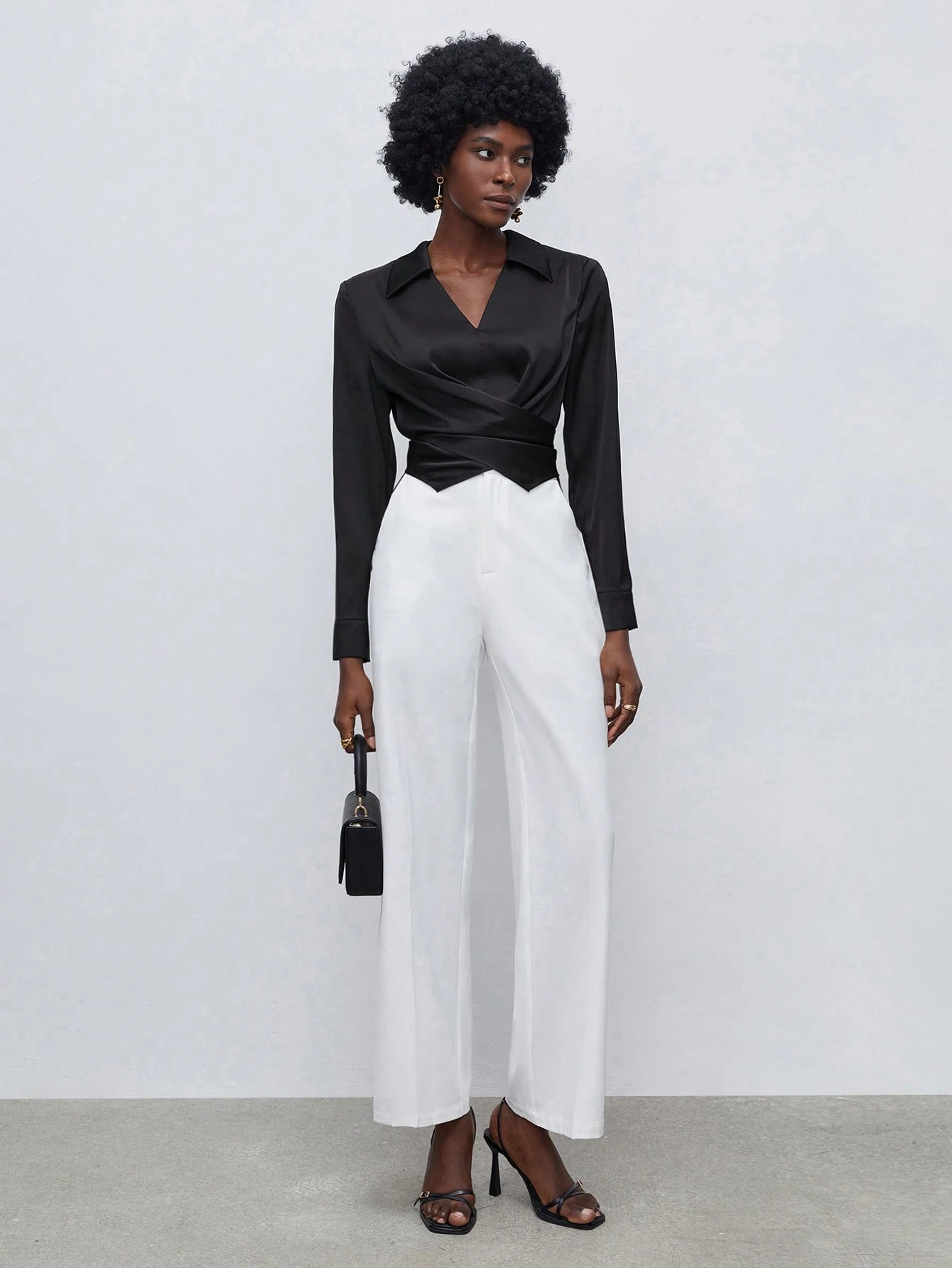 SHEIN Maija Solid Criss Cross Wrap Blouse | SHEIN USA