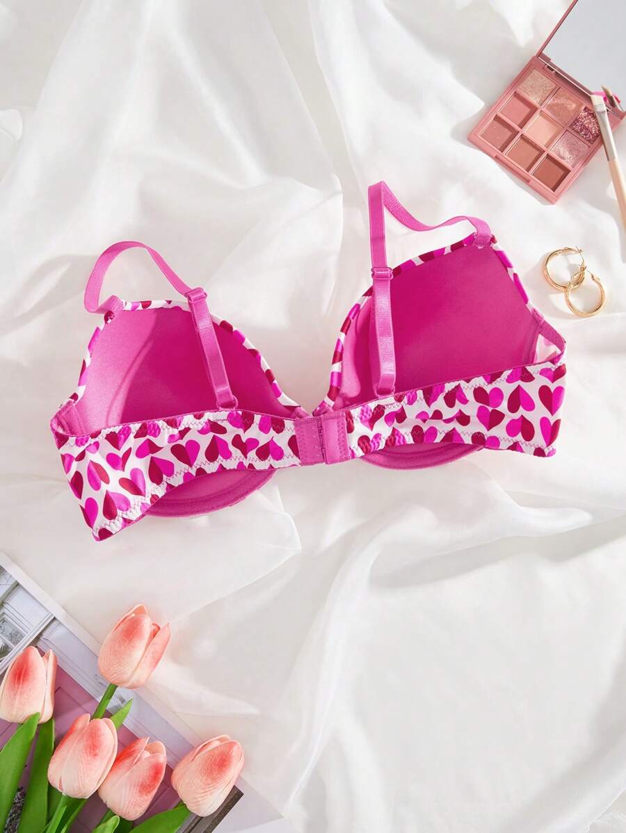 Heart Print Underwire Bra | SHEIN USA