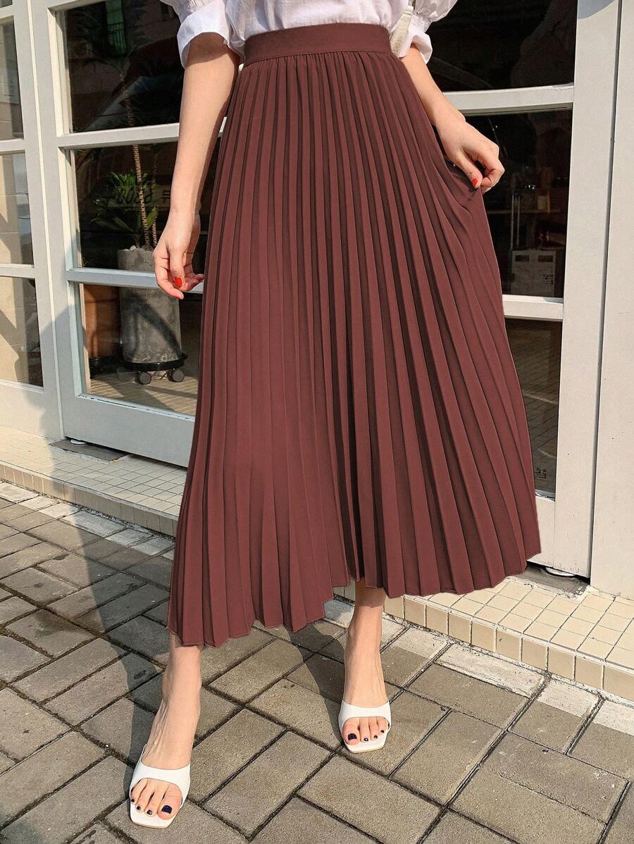 DAZY Solid Pleated Skirt | SHEIN USA