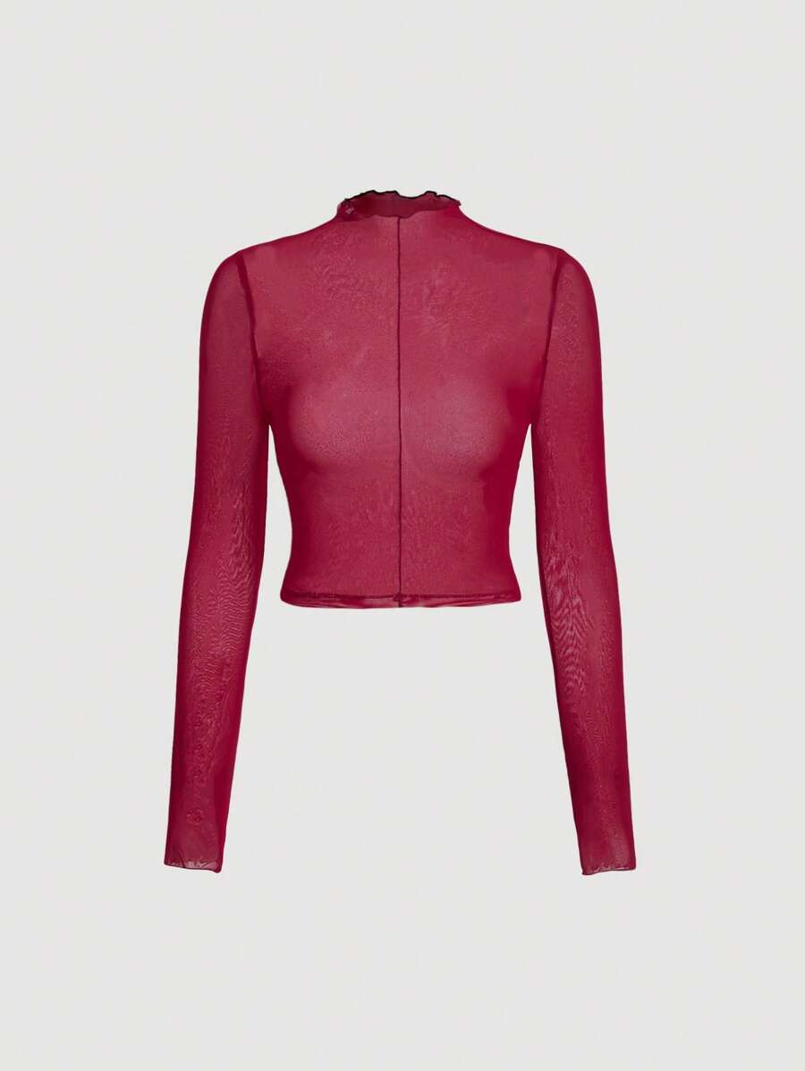 SHEIN MOD Lettuce Trim Mesh Top | SHEIN USA