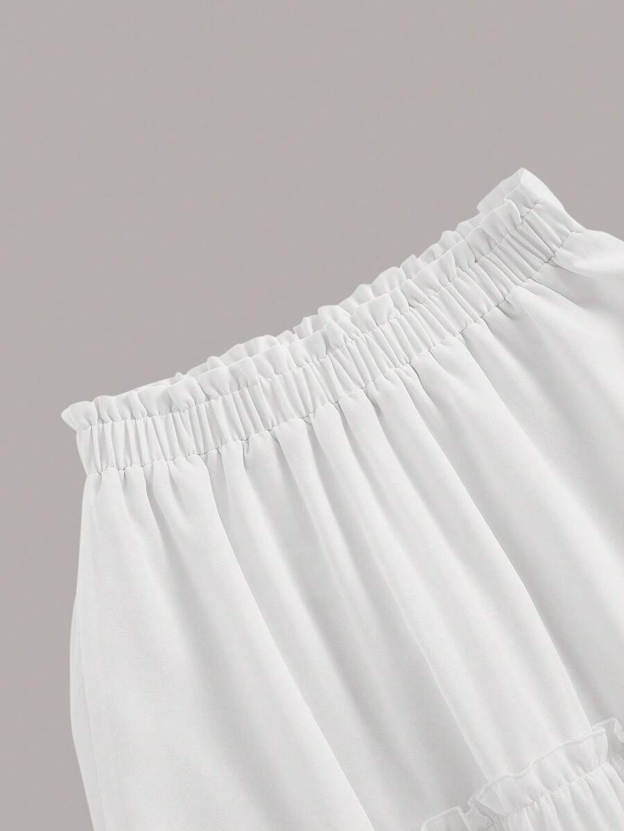 SHEIN MOD Ruffle Skirt Boho Long Skirt Break Solid Frill Trim Ruffle ...