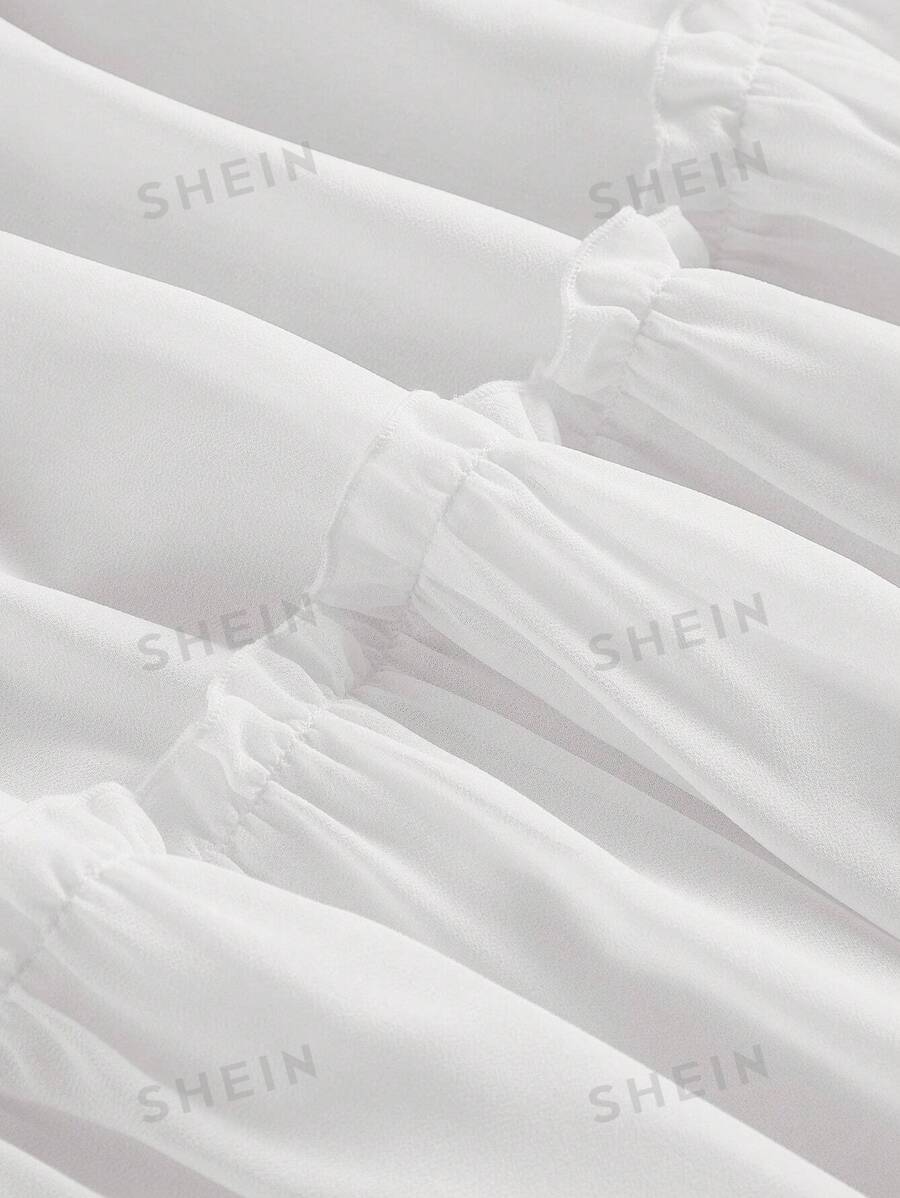 SHEIN MOD Ruffle Skirt Boho Long Skirt Break Solid Frill Trim Ruffle ...