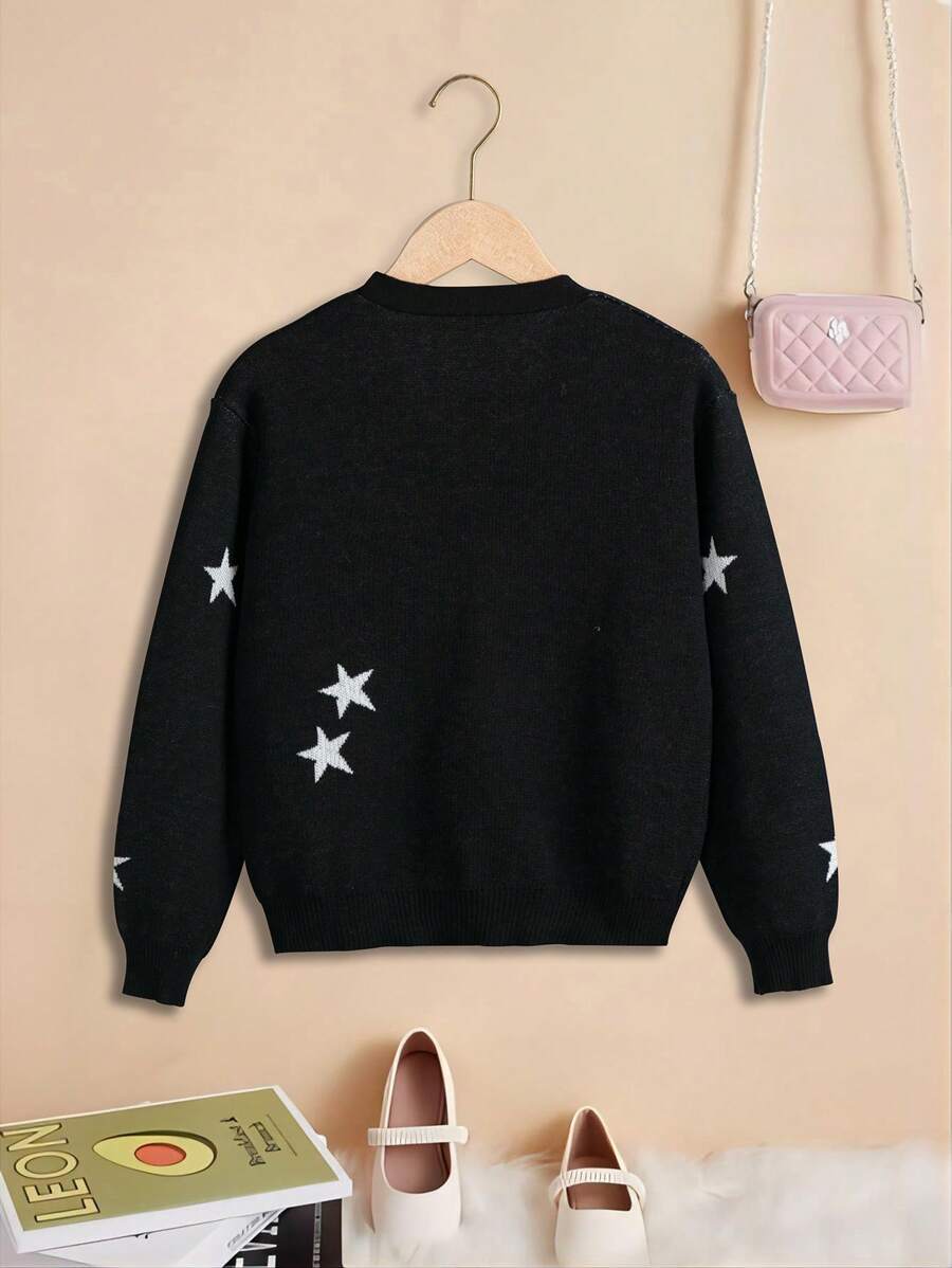 SHEIN Tween Girl Star Pattern Button Front Cardigan for Sale Australia ...
