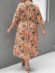 EMERY ROSE Plus Size Allover Floral Print Smock Dress Christmas Clothes Women | SHEIN USA