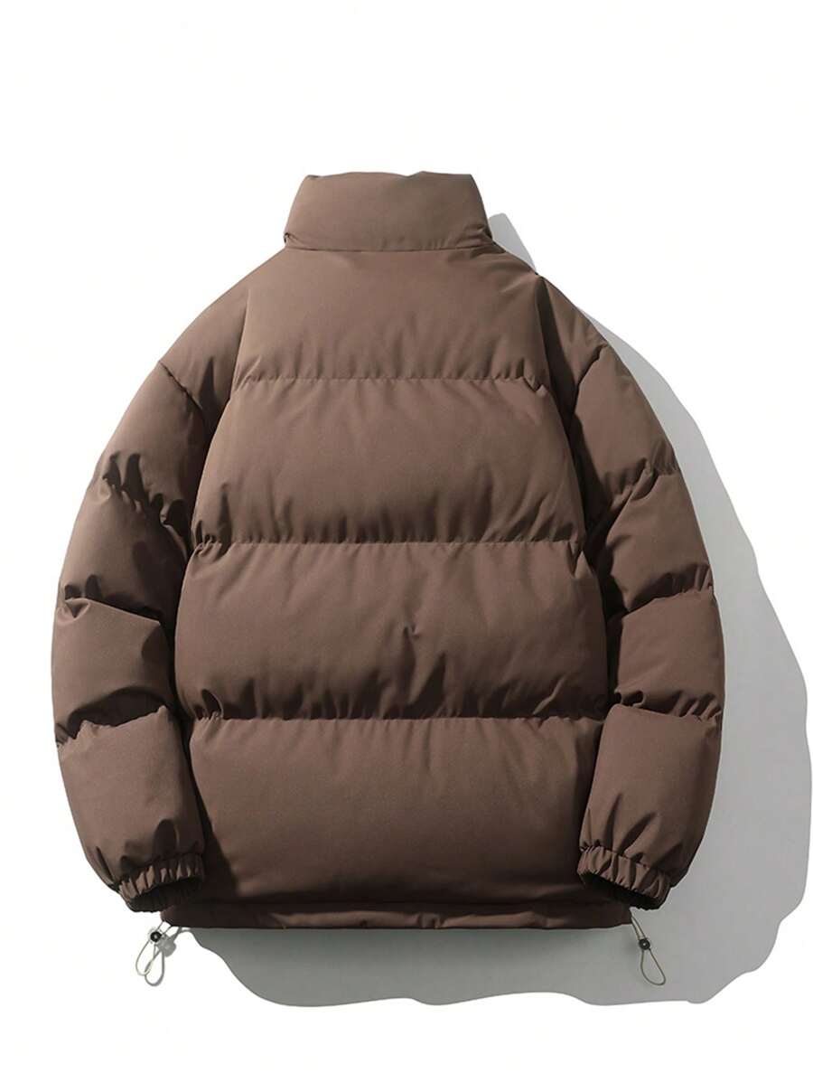 Men Drawstring Hem Zipper Padded Coat | SHEIN UK