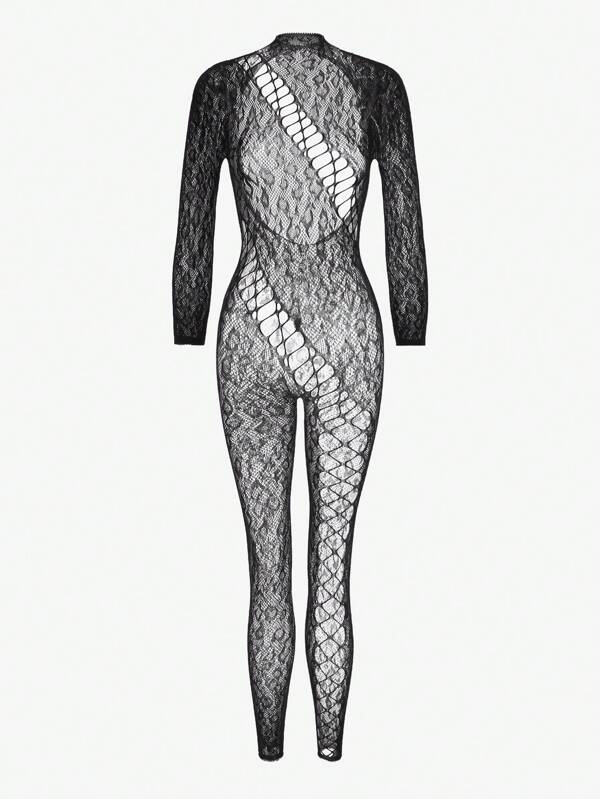Cut Out Leopard Fishnet Bodystocking Without Liner | SHEIN USA