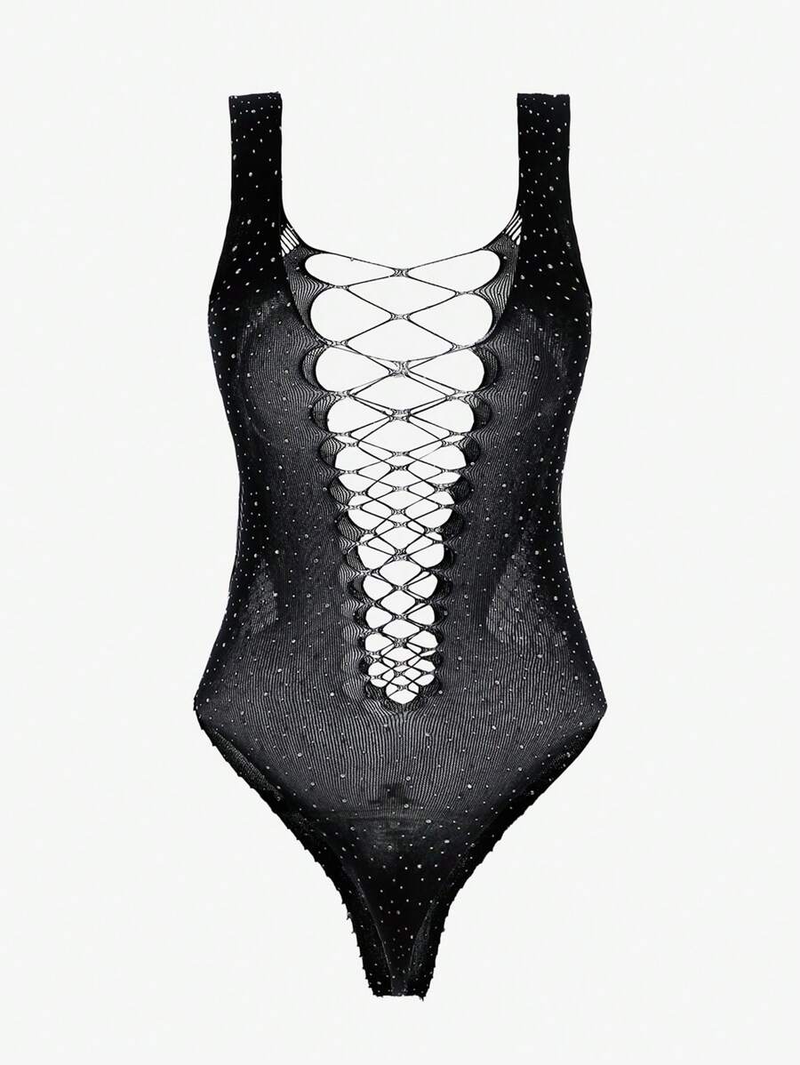 Cut-out Fishnet Teddy Bodysuit Without Bra | SHEIN South Africa