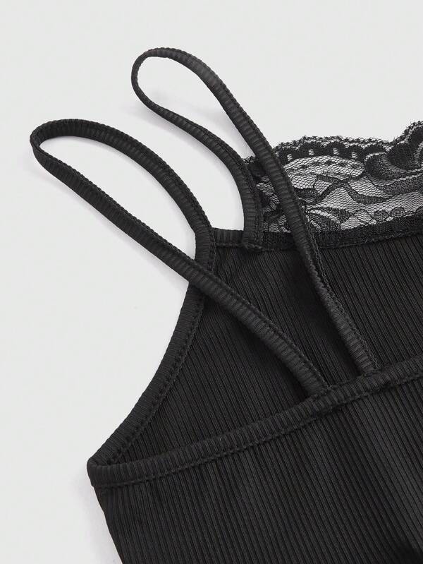 Goth Bat Print Contrast Lace Cami Top | SHEIN USA