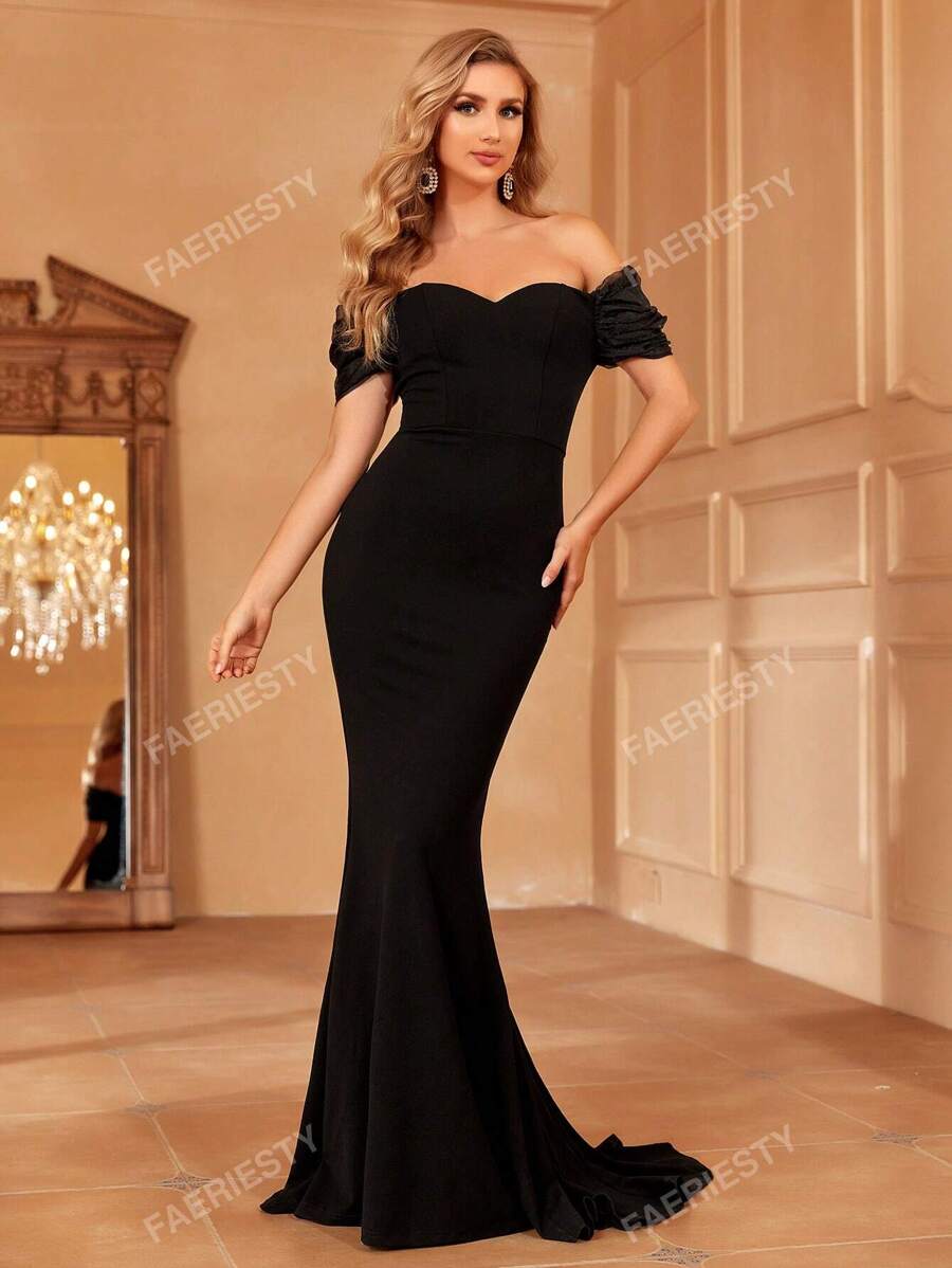 Faeriesty オフショルダー マーメイドヘム ウェディングドレス エレガントなブライダルドレス | #SHEINfashionweek