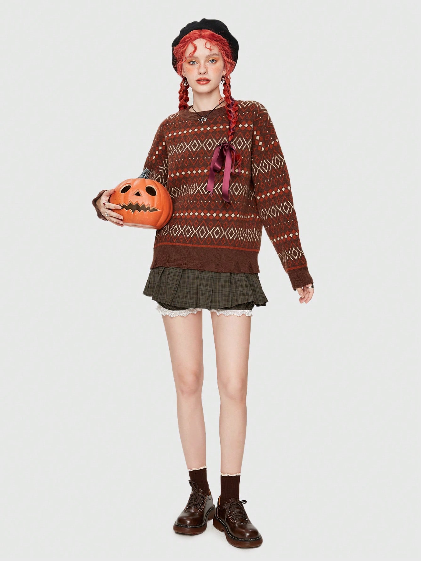 Romwe Fairycore Geo Pattern Drop Shoulder Sweater Shein Usa
