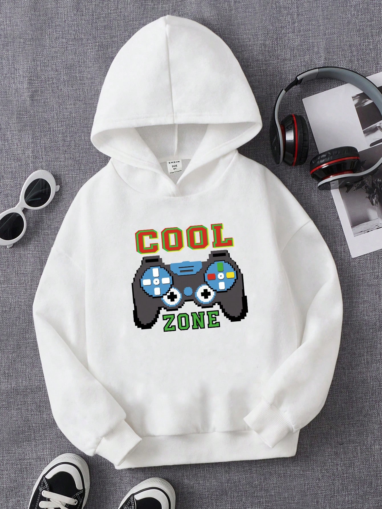 SHEIN Kids EVRYDAY Tween Boy Gamepad & Letter Graphic Hoodie | SHEIN USA