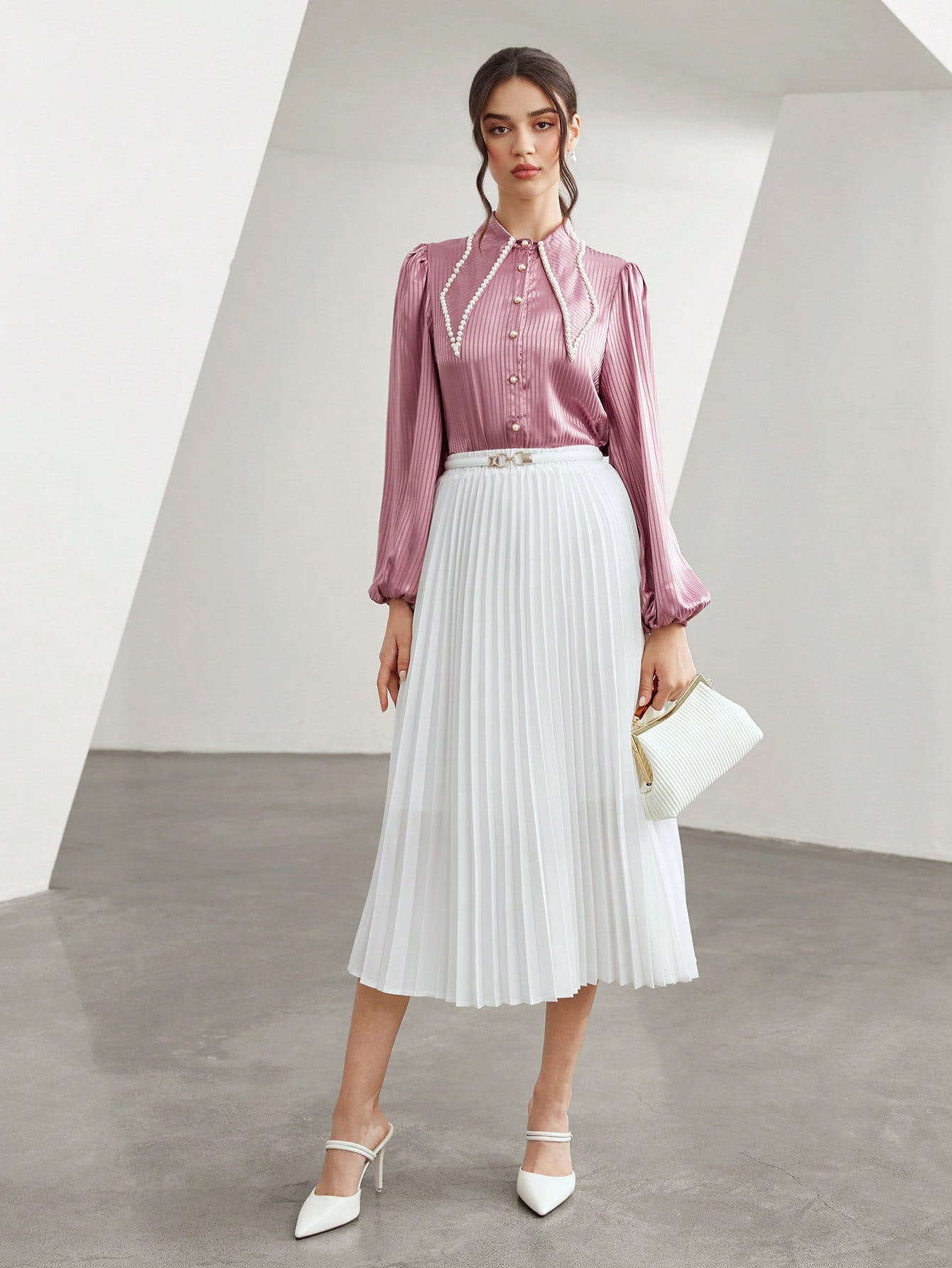SHEIN Mulvari Solid Pleated Skirt | SHEIN USA