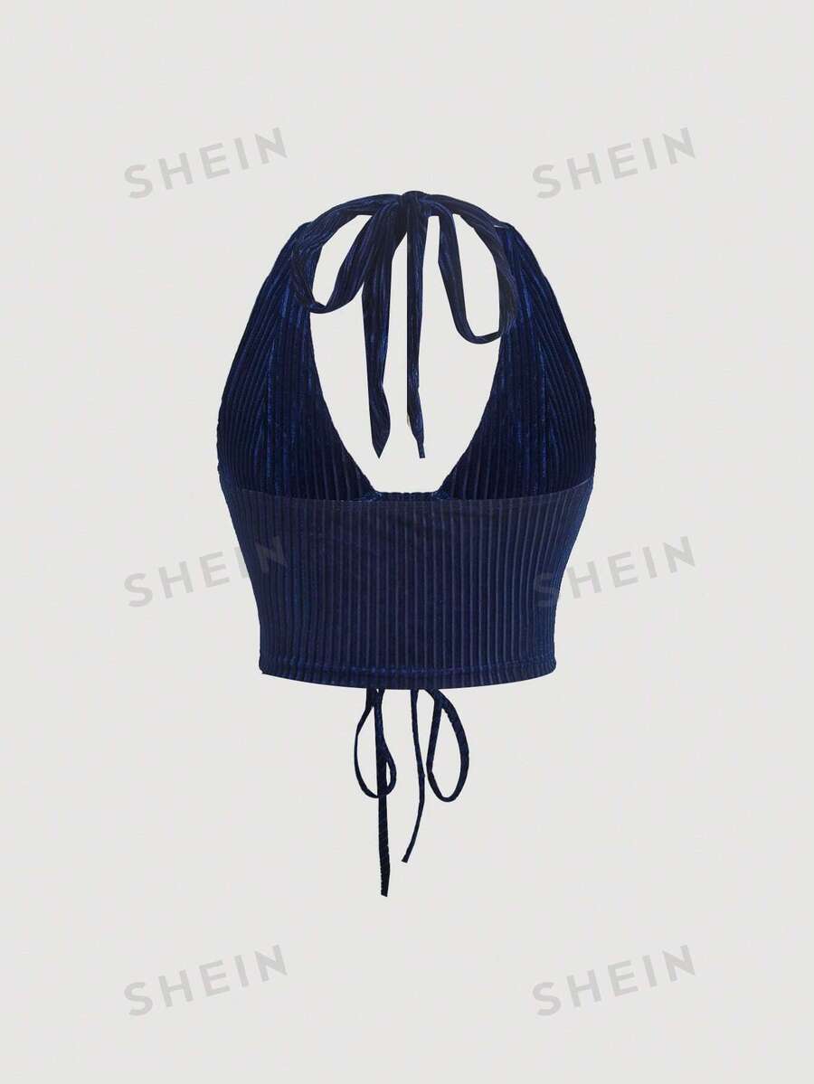 SHEIN MOD Lace Up Front Halter Top | SHEIN USA