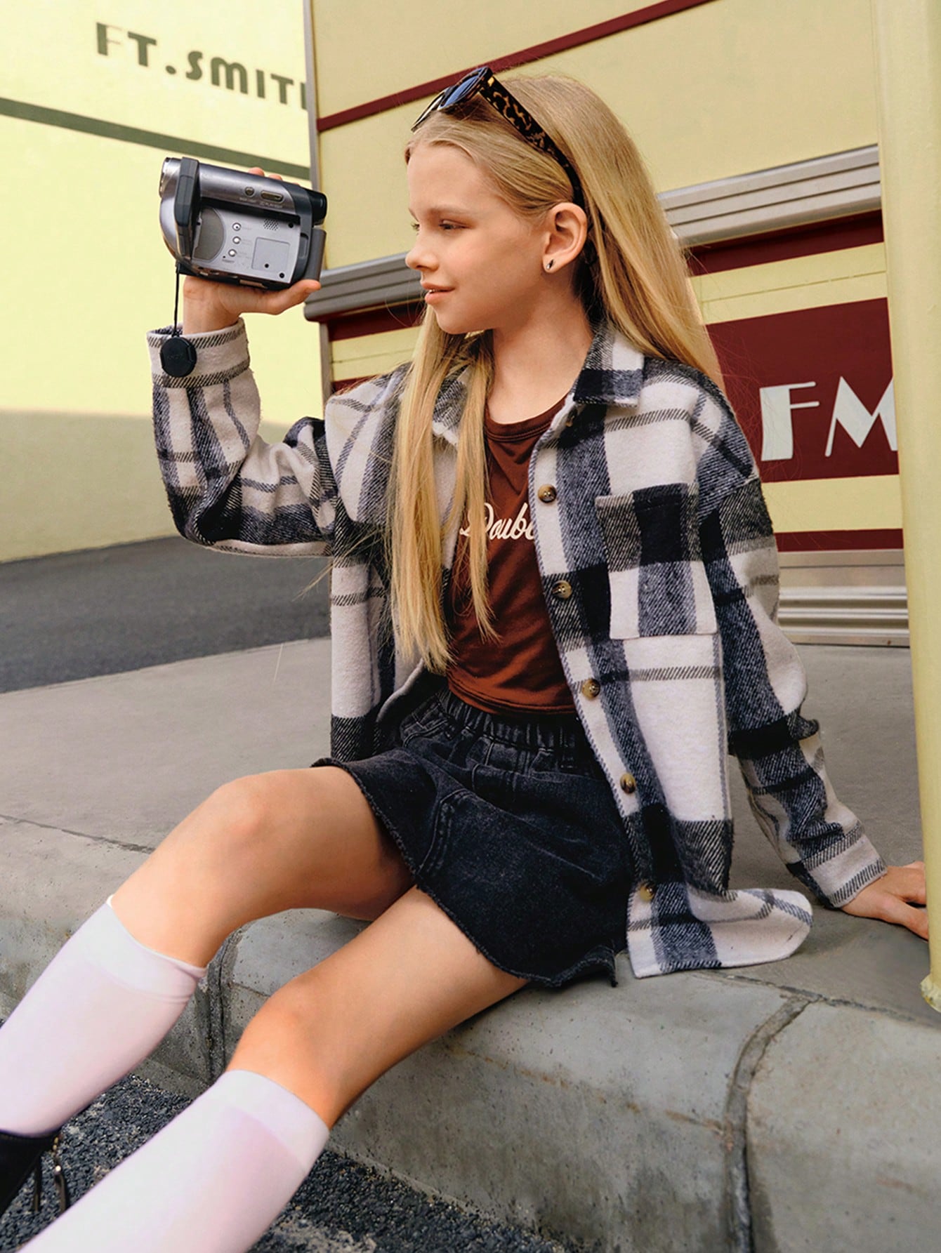 SHEIN Tween Girl Thick Casual Plaid Shirt Coat For Autumn And Winter ...