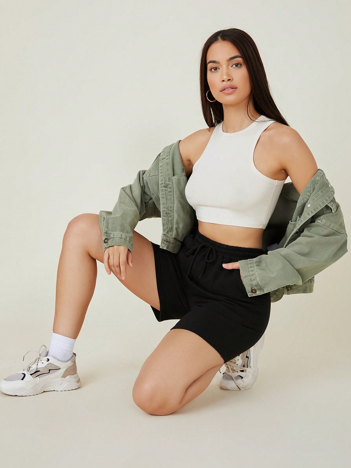SHEIN BASICS Cotton Drawstring Pocket Track Shorts | SHEIN USA
