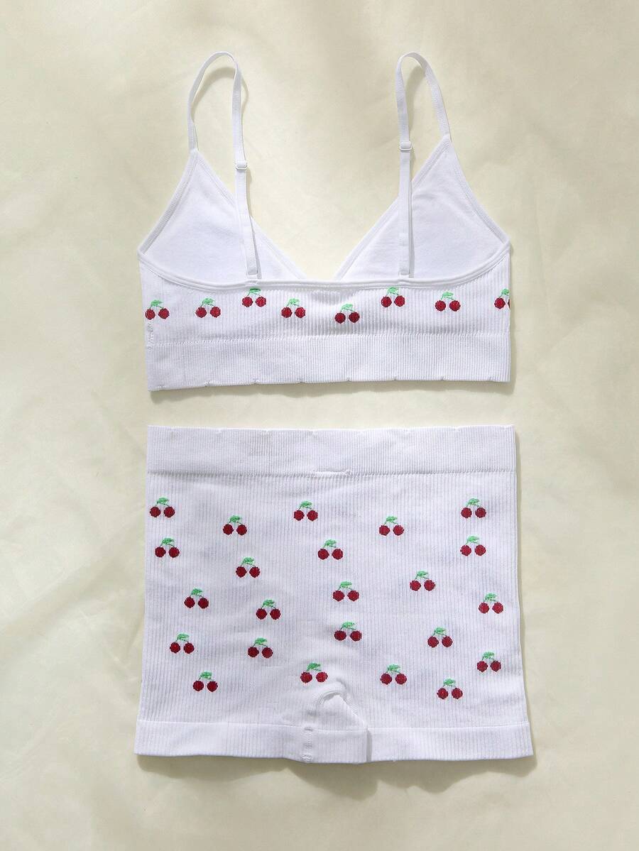 SHEIN Cherry Print Seamless Lingerie Set | SHEIN USA