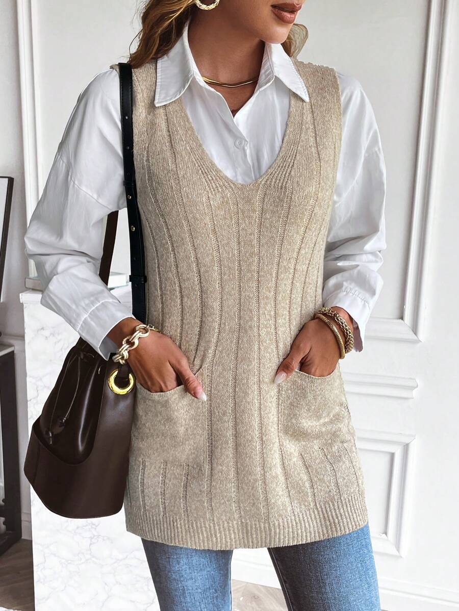 EMERY ROSE Dual Pocket Sweater Vest Without Blouse | SHEIN USA