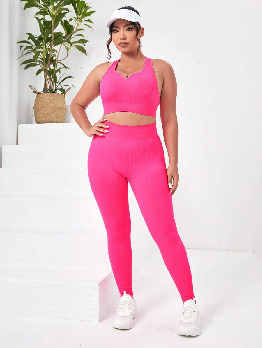 Easithlete Plus Solid Sports Set | SHEIN USA