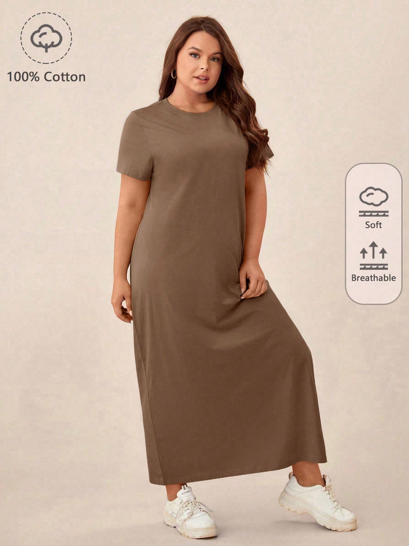 SHEIN BASICS Plus Solid Tee Dress | SHEIN UK