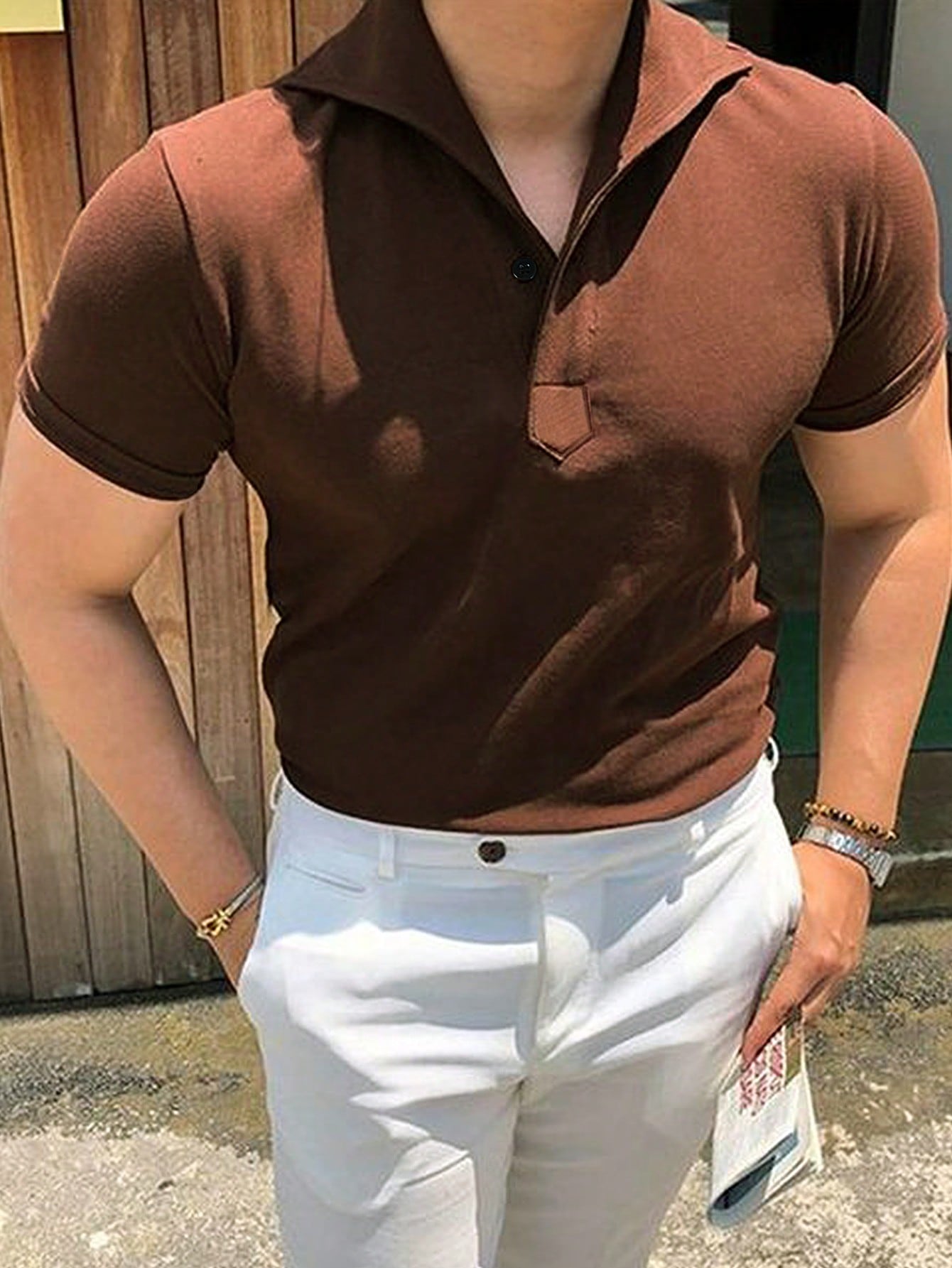 Manfinity Mode Men Solid Half Button Polo Shirt | SHEIN USA