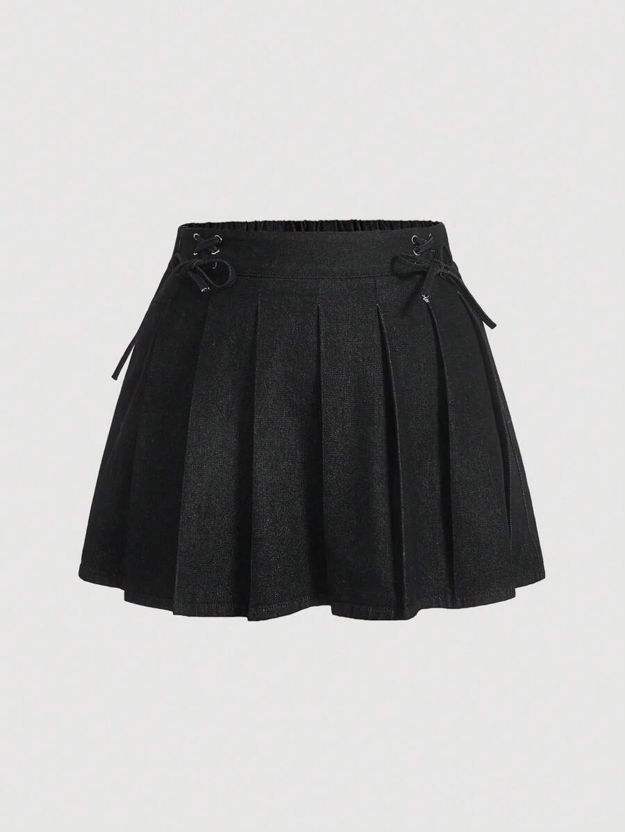Shein Mod Plus Solid Pleated Denim Skirt Shein Usa