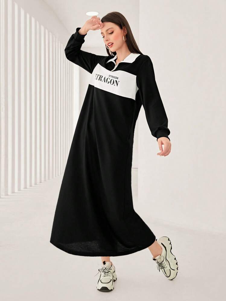 Shein Deals Mulvari Letter Graphic Colorblock Drop