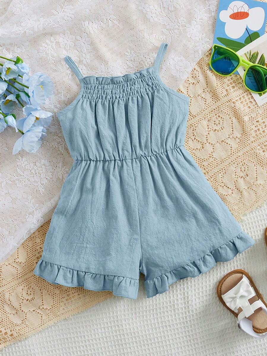 SHEIN Baby Girl Ruffle Hem Cami Romper | SHEIN USA