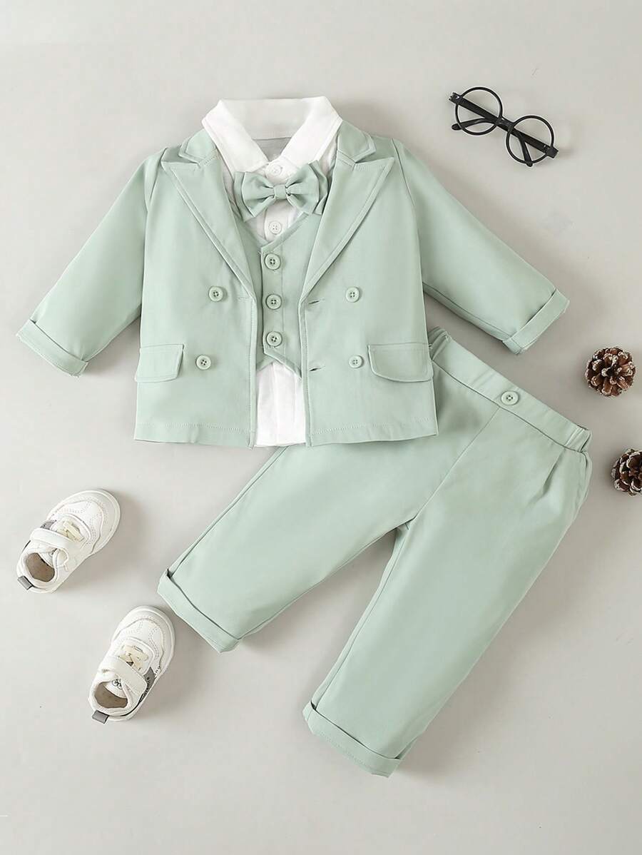 SHEIN Baby Boys Gentleman Style Formal Attire, Suitable For Birthday ...