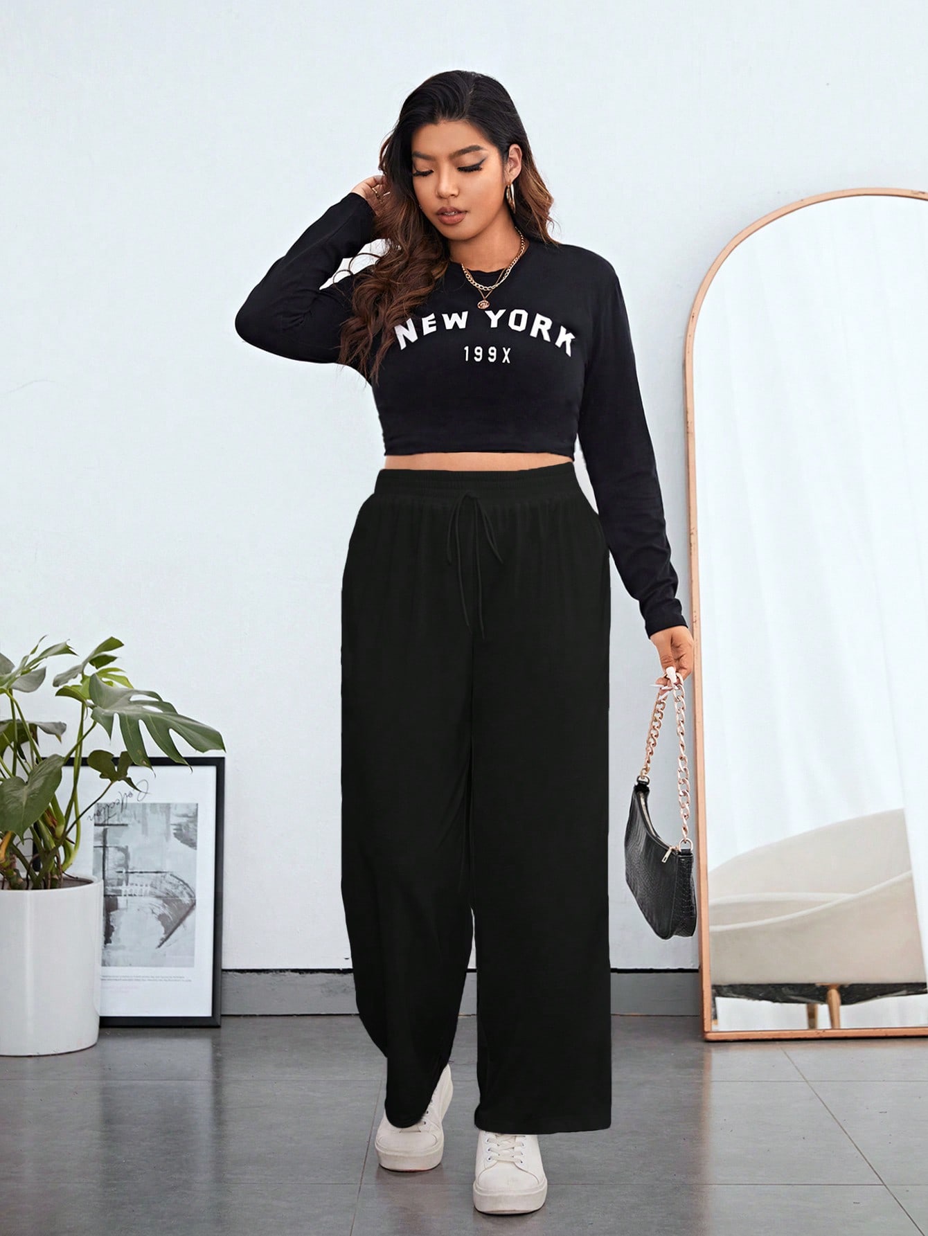 SHEIN Essnce Plus Knot Waist Sweatpants | SHEIN USA