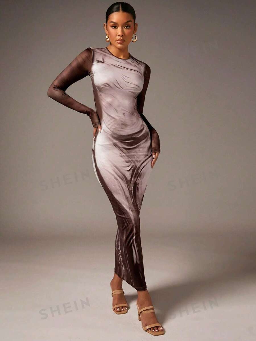 SHEIN BAE Body Heat Map Print Bodycon Dress | SHEIN UK