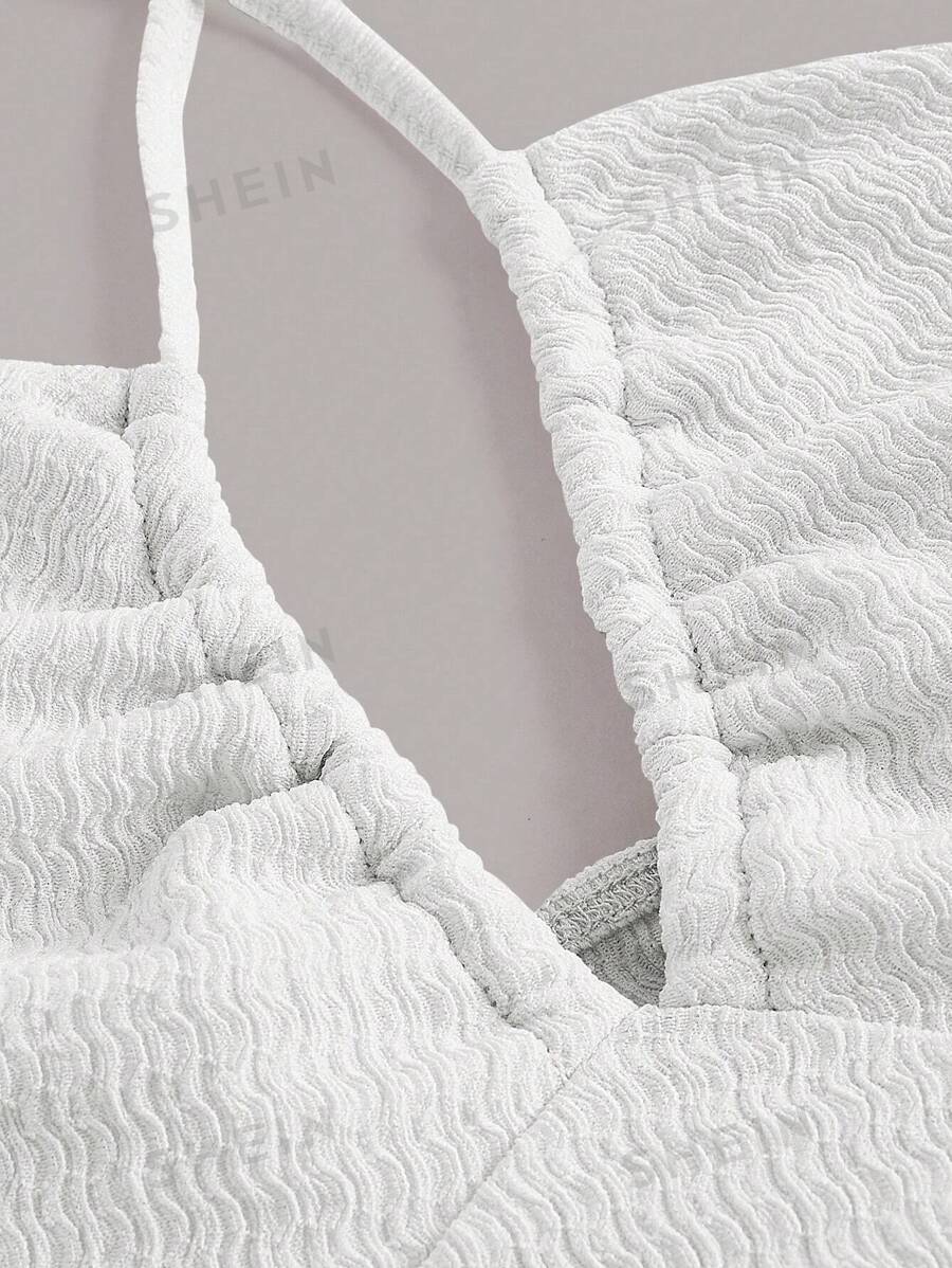 SHEIN ICON Top De Babados Com Alças Cruzadas De Verão, Cor Sólida E ...