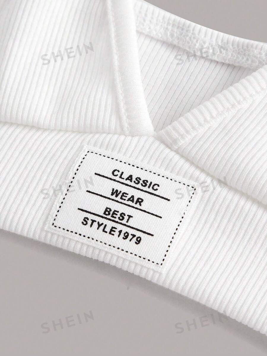 Shein Ezwear Summer Outfit Letter Patched Knit Cami Top Shein Usa