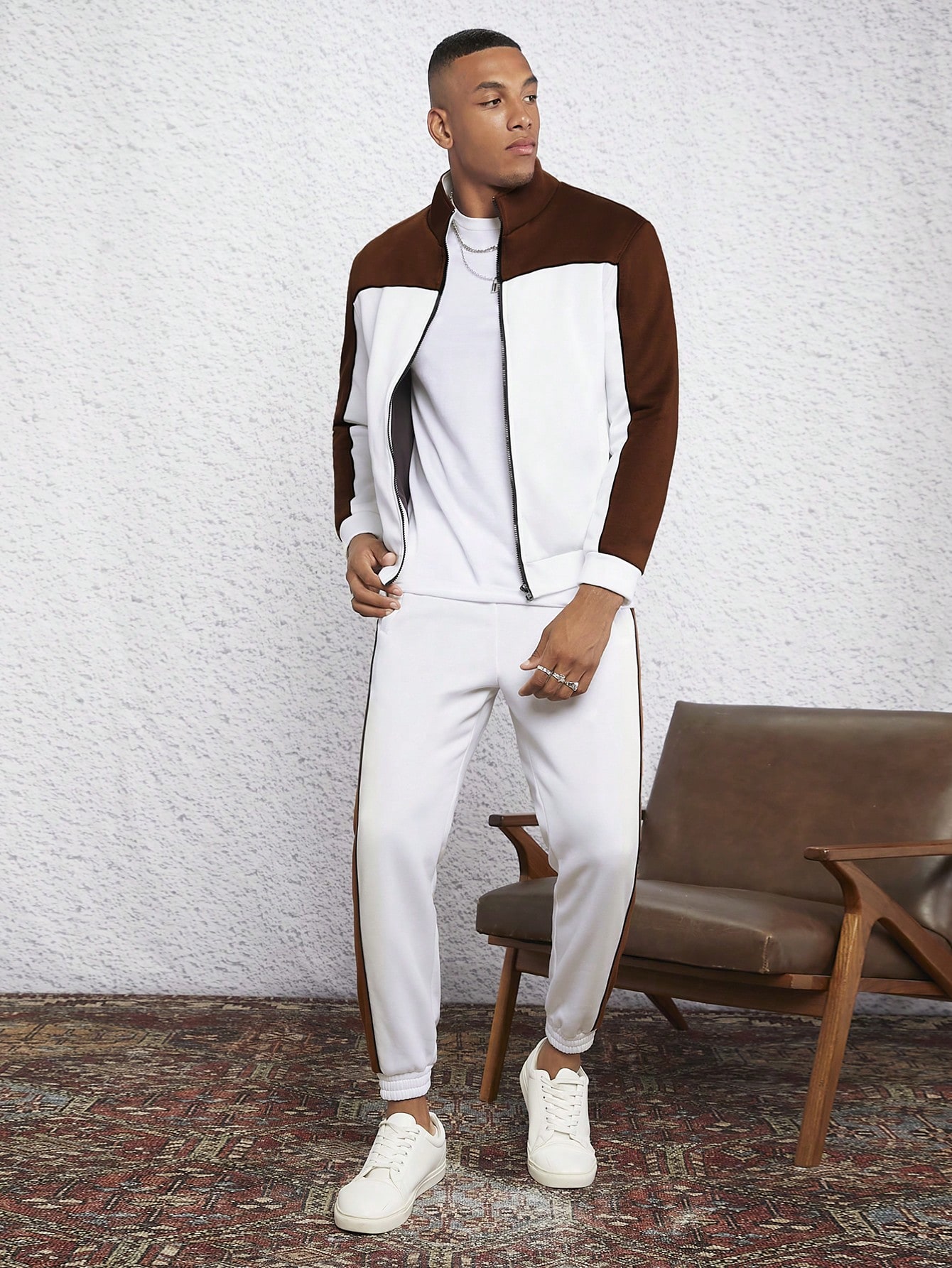 Manfinity Sporsity Men Two Tone Zip Up Sweatshirt & Sweatpants | SHEIN USA
