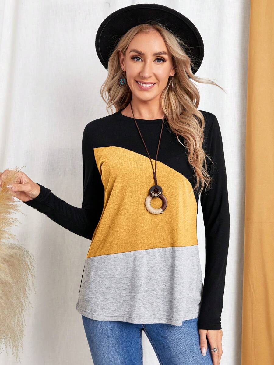 EMERY ROSE Color Block Tee | SHEIN USA