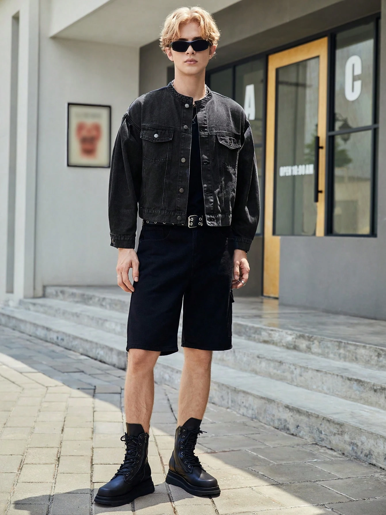 Manfinity Hypemode Loose Fit Men's Flap Detail Button Front Denim ...