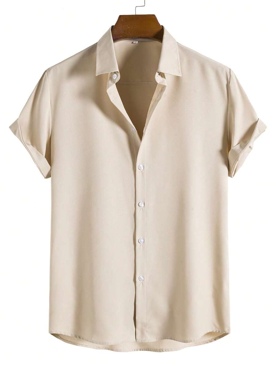 Manfinity Homme Men Solid Button Up Plain Shirt | SHEIN USA